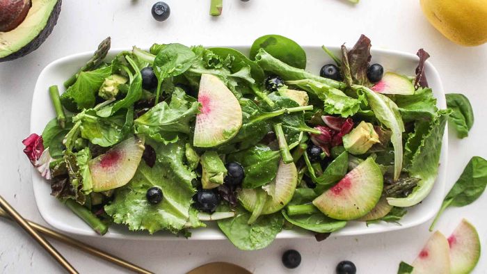 Crunchy Spring Greens Salad with Blueberries – Rusty Hinges Ranch