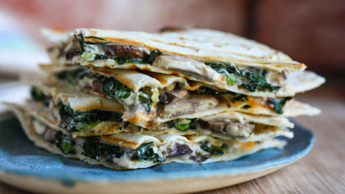 Grilled Kale and Mushroom Quesedilla – Rusty Hinges Ranch