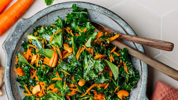 10 Minute Kale & Carrot Salad with Blood Orange Vinaigrette Recipe ...
