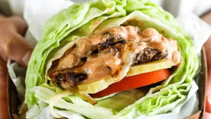 Protein-Style Burger in Lettuce Wrap – Rusty Hinges Ranch